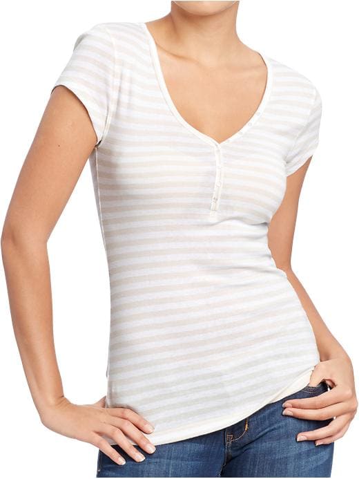 Old Navy Women’s Perfect Henleys – Natural Stripe | Jabberspot
