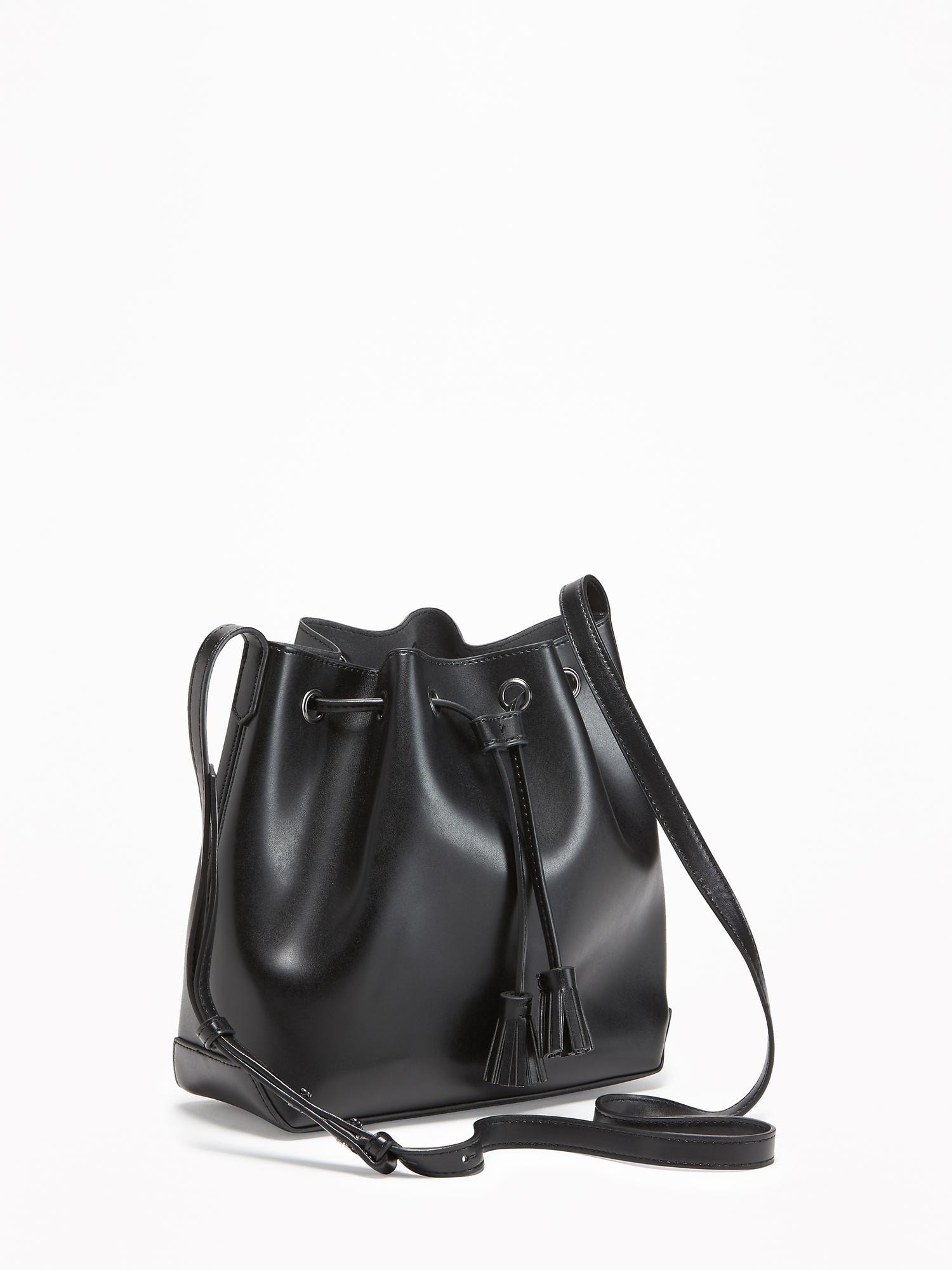 Faux-Leather Drawstring Bucket Bag for Women | Old Navy