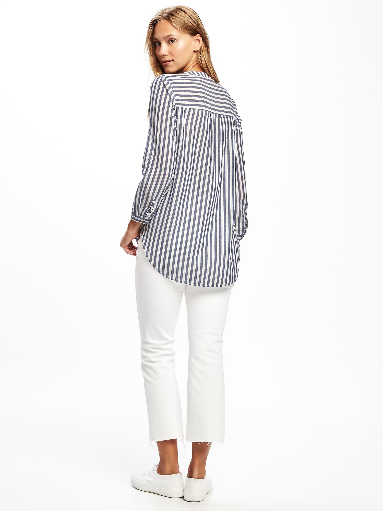 Striped Button-Front Tunic for Women | Old Navy