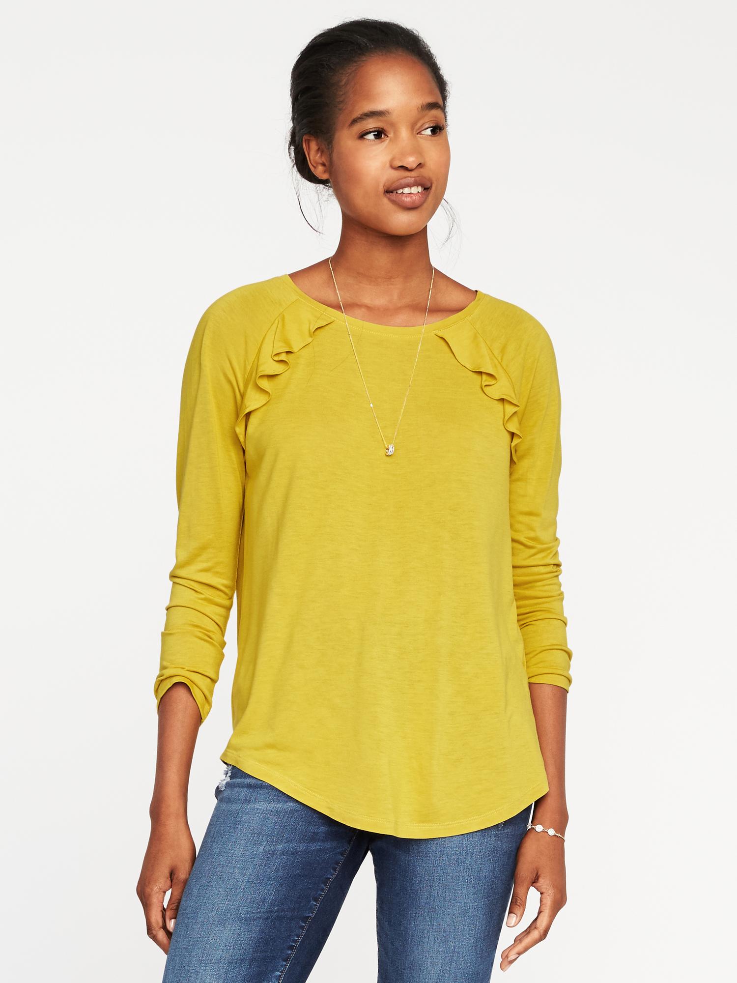 Relaxed Ruffle-Trim Top for Women | Old Navy
