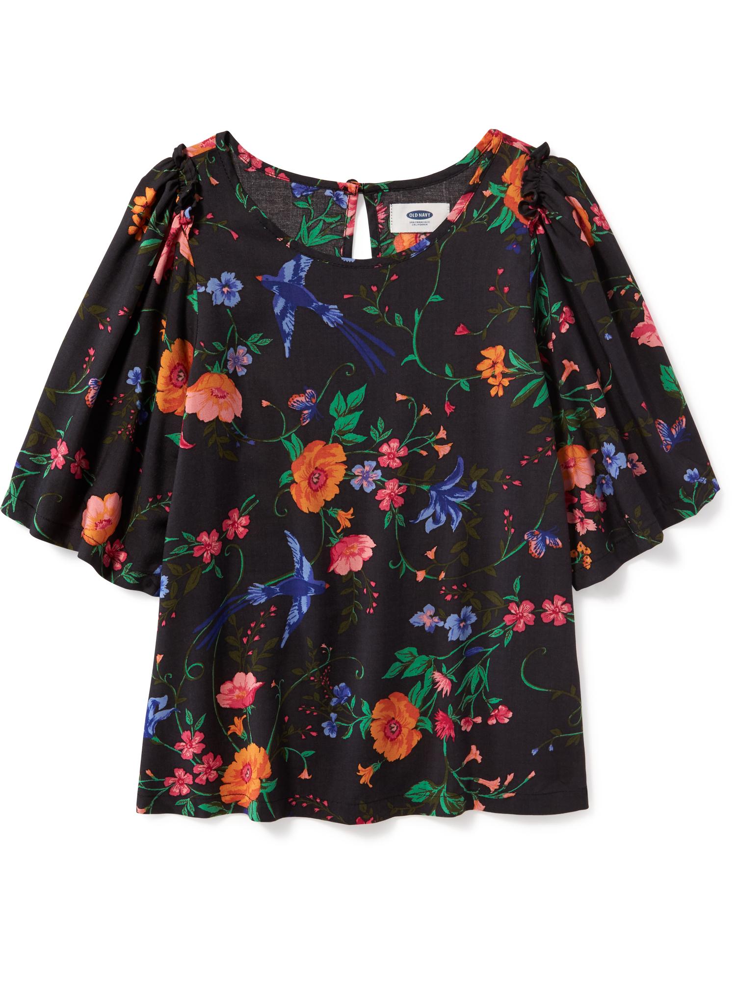 Floral Flutter-Sleeve Top for Girls | Old Navy