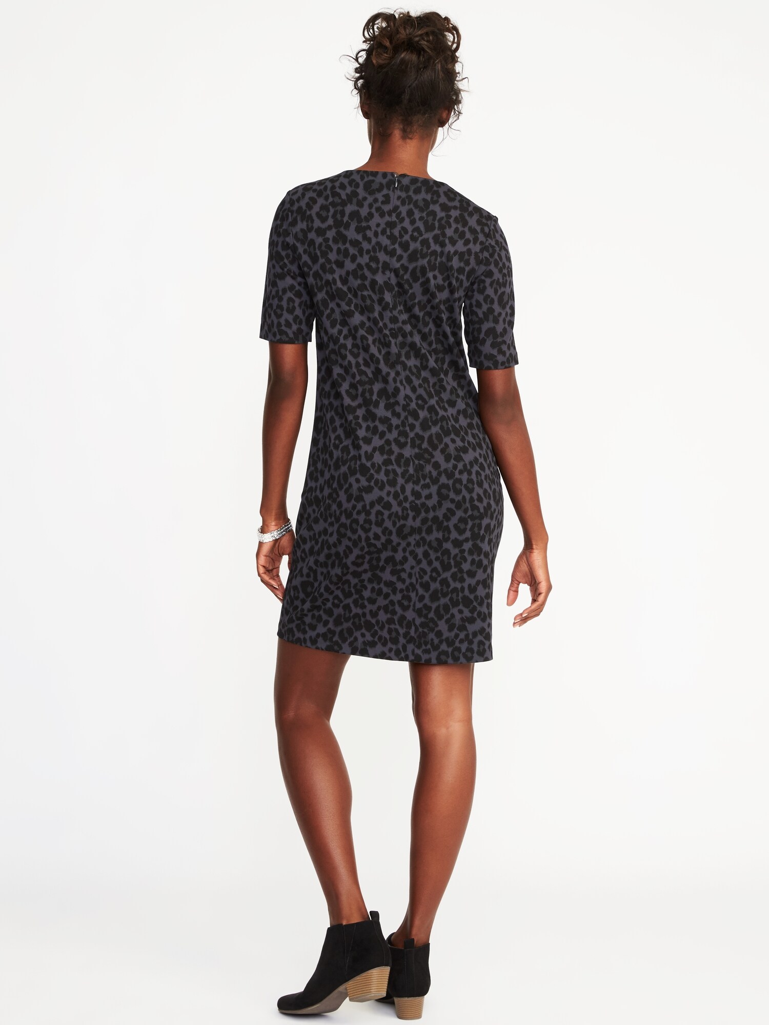 Ponte-Knit Leopard-Print Shift Dress for Women | Old Navy