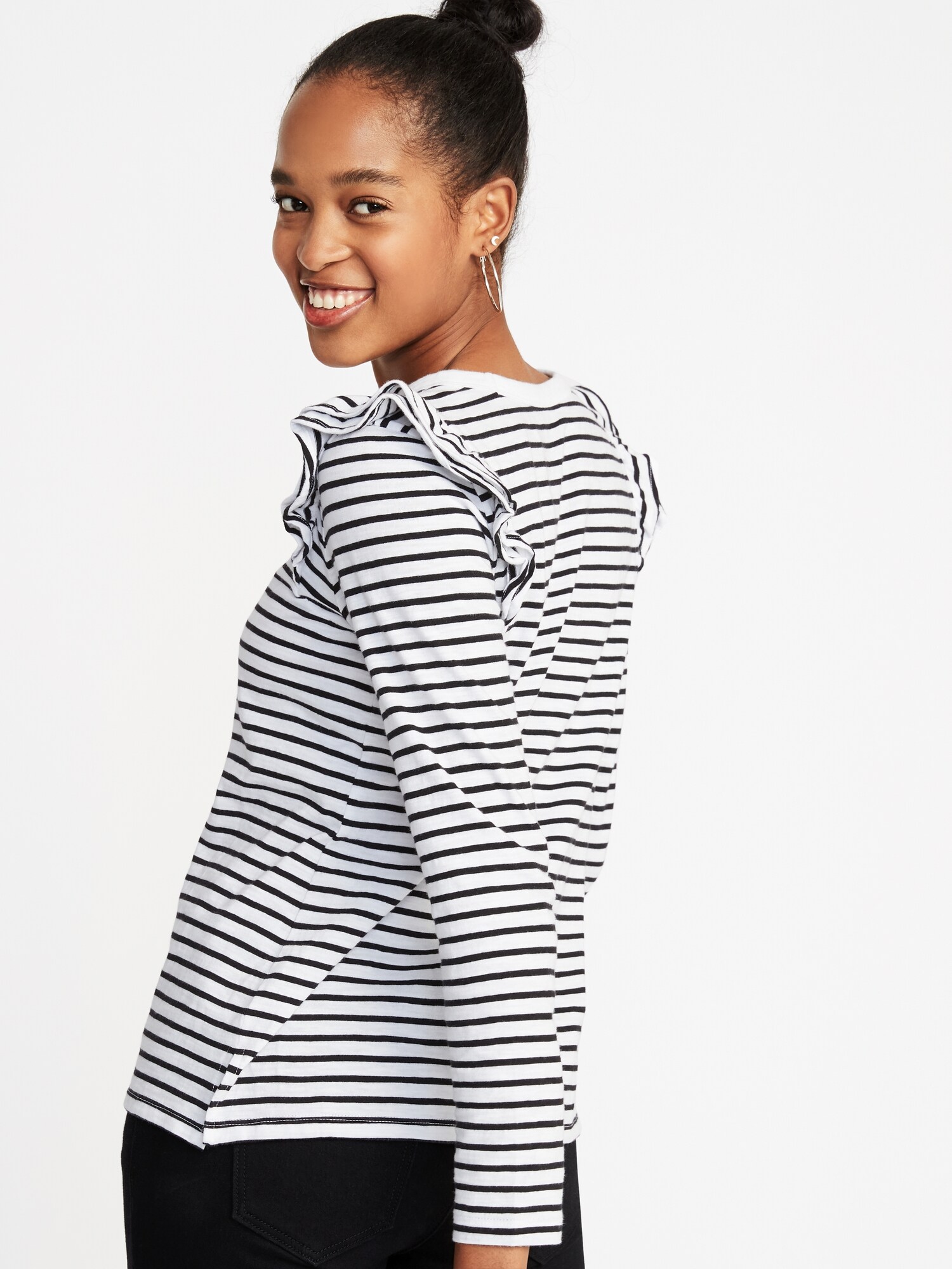 Ruffle-Trim Slub-Knit Top for Women | Old Navy