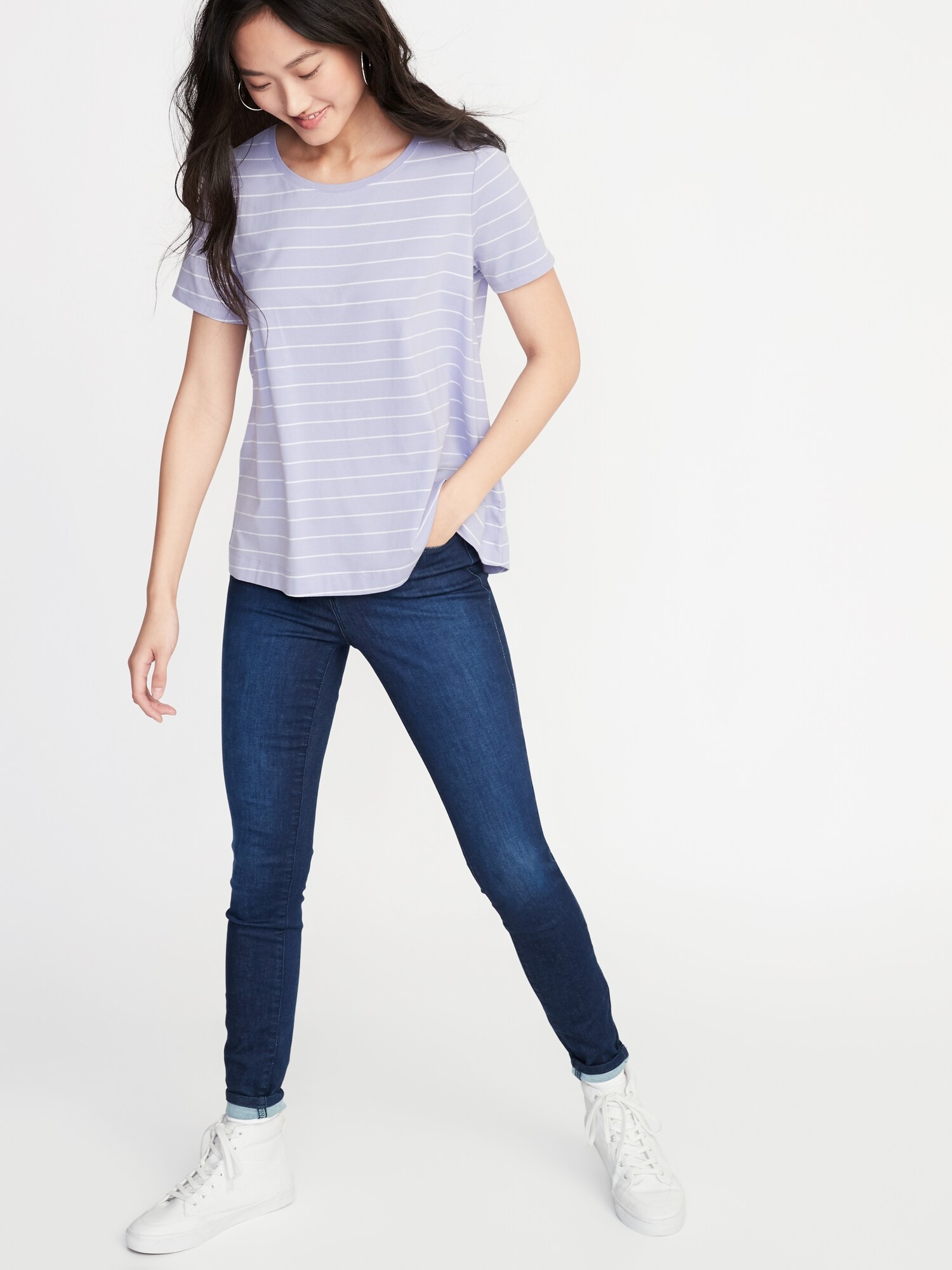 Striped Boat-Neck Swing Tee for Women | Old Navy