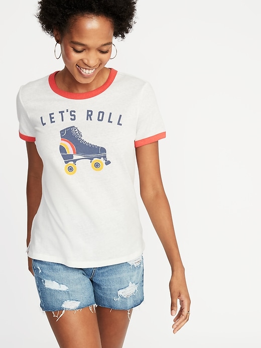 Slim-Fit Graphic Ringer Tee for Women | Old Navy