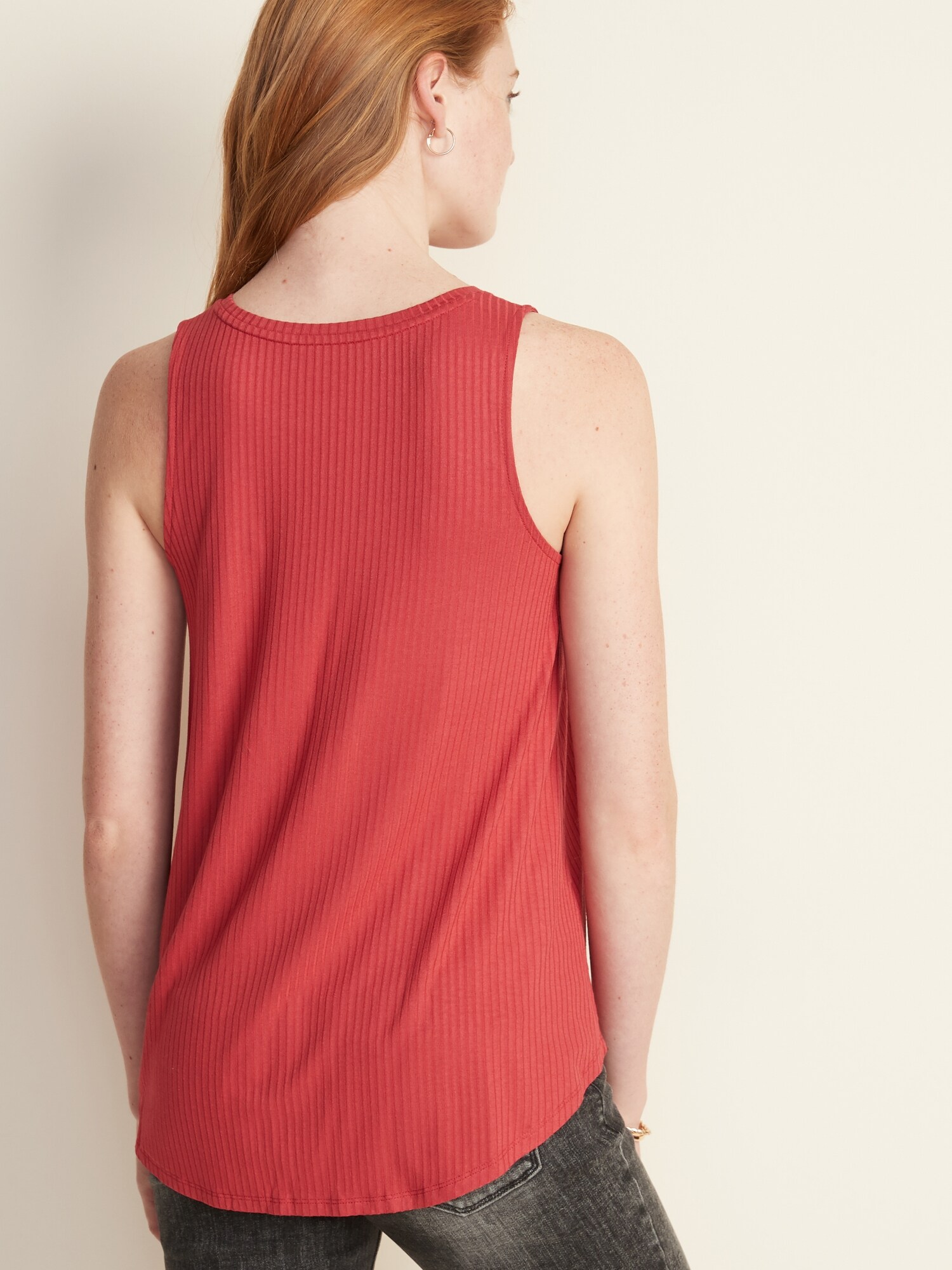 High-Neck Rib-Knit Swing Tank for Women | Old Navy