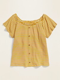 Striped Rib-Knit Faux Button-Front Top for Girls | Old Navy