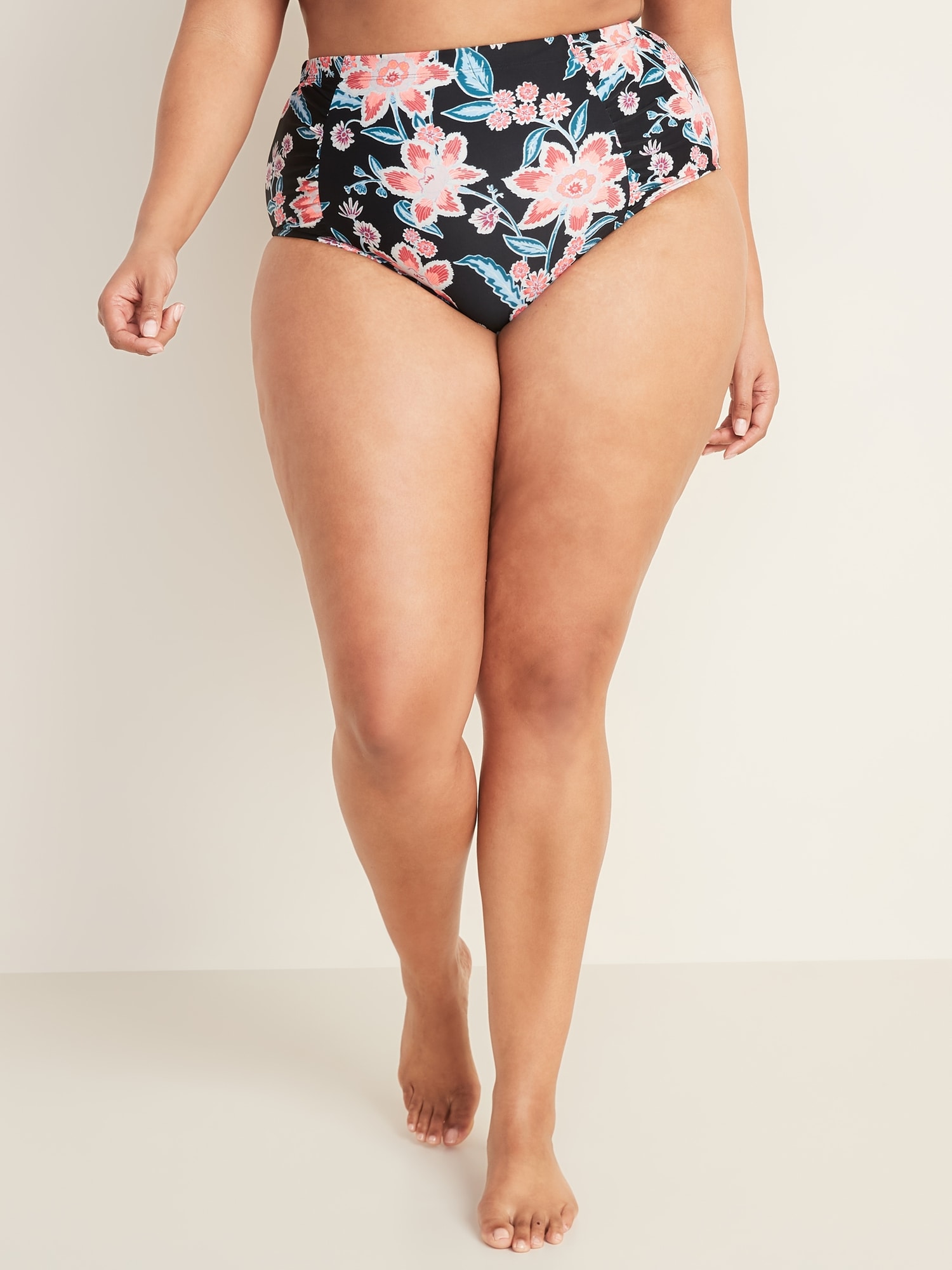 High Waisted Printed Secret Slim Plus Size Swim Bottoms Old Navy