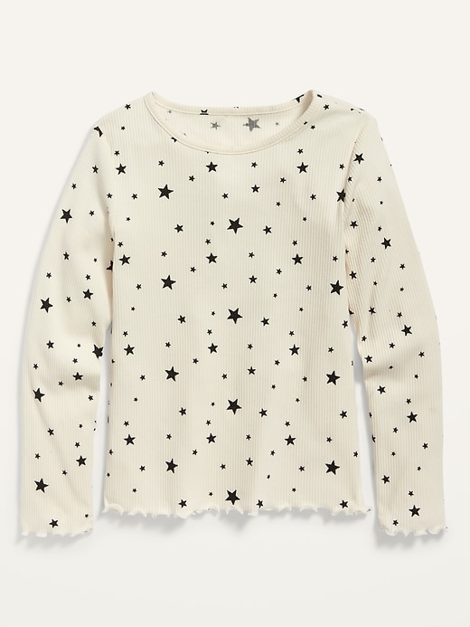 Printed Lettuce-Edge Rib-Knit Tee for Girls | Old Navy