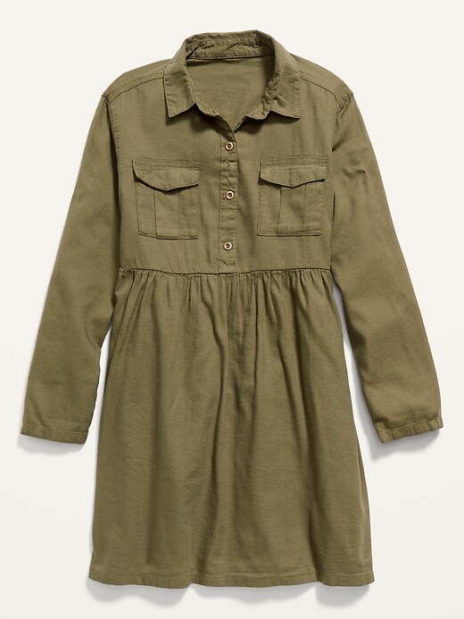 Pop-Color Twill Utility Shirt Dress for Girls | Old Navy