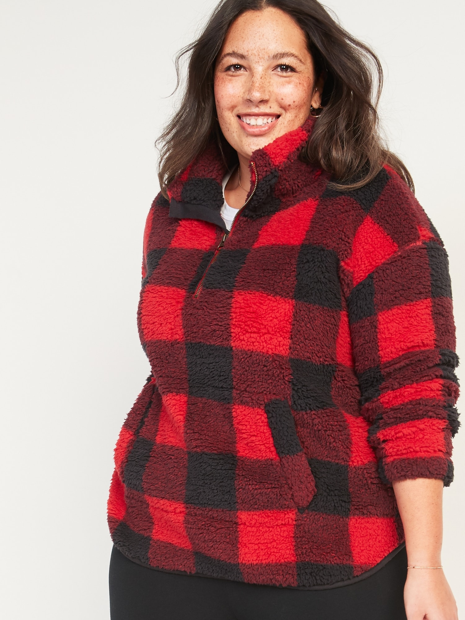 Relaxed Cozy Sherpa Plus-Size Half-Zip Sweatshirt | Old Navy