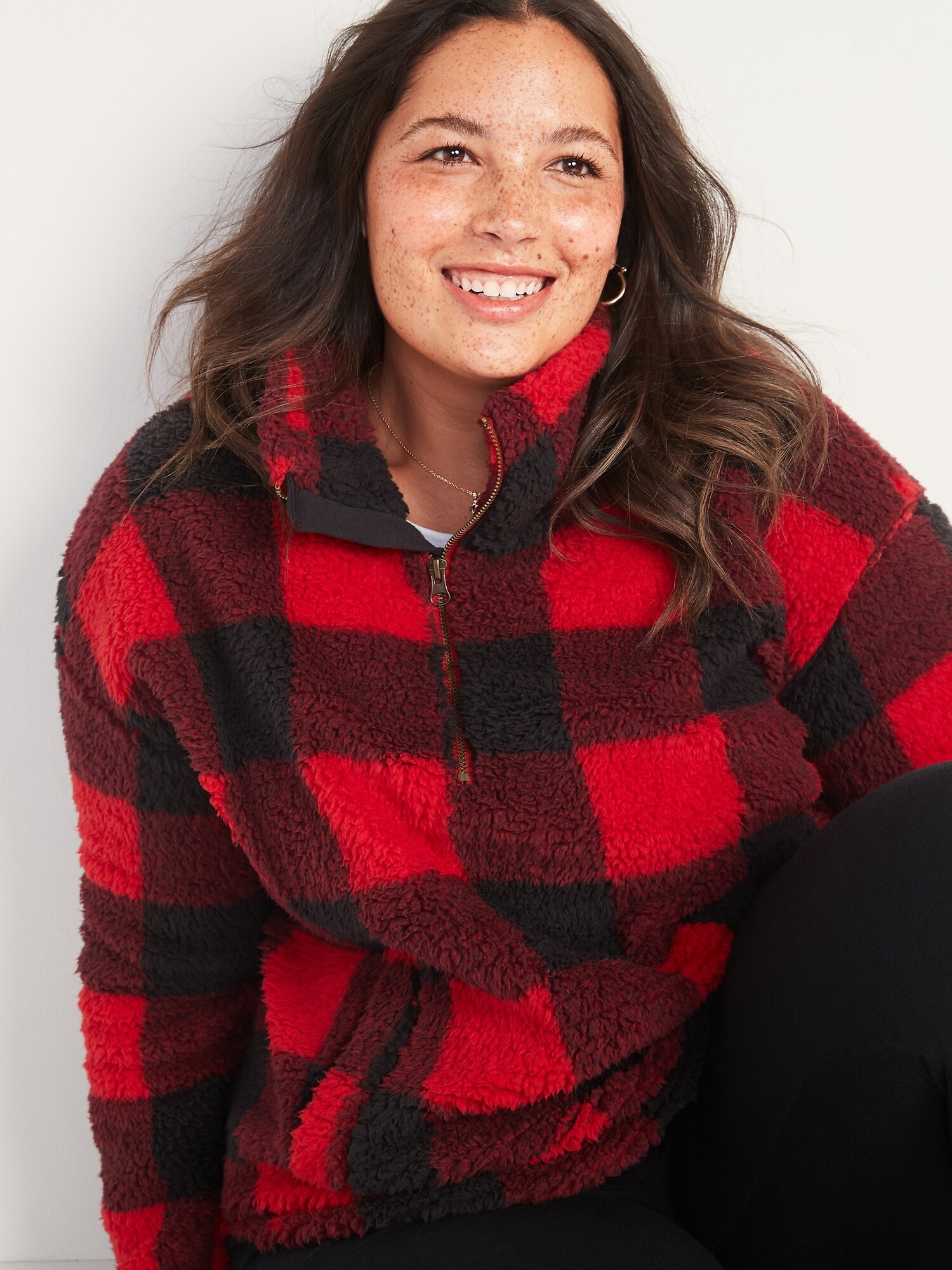 Relaxed Cozy Sherpa Plus-Size Half-Zip Sweatshirt | Old Navy