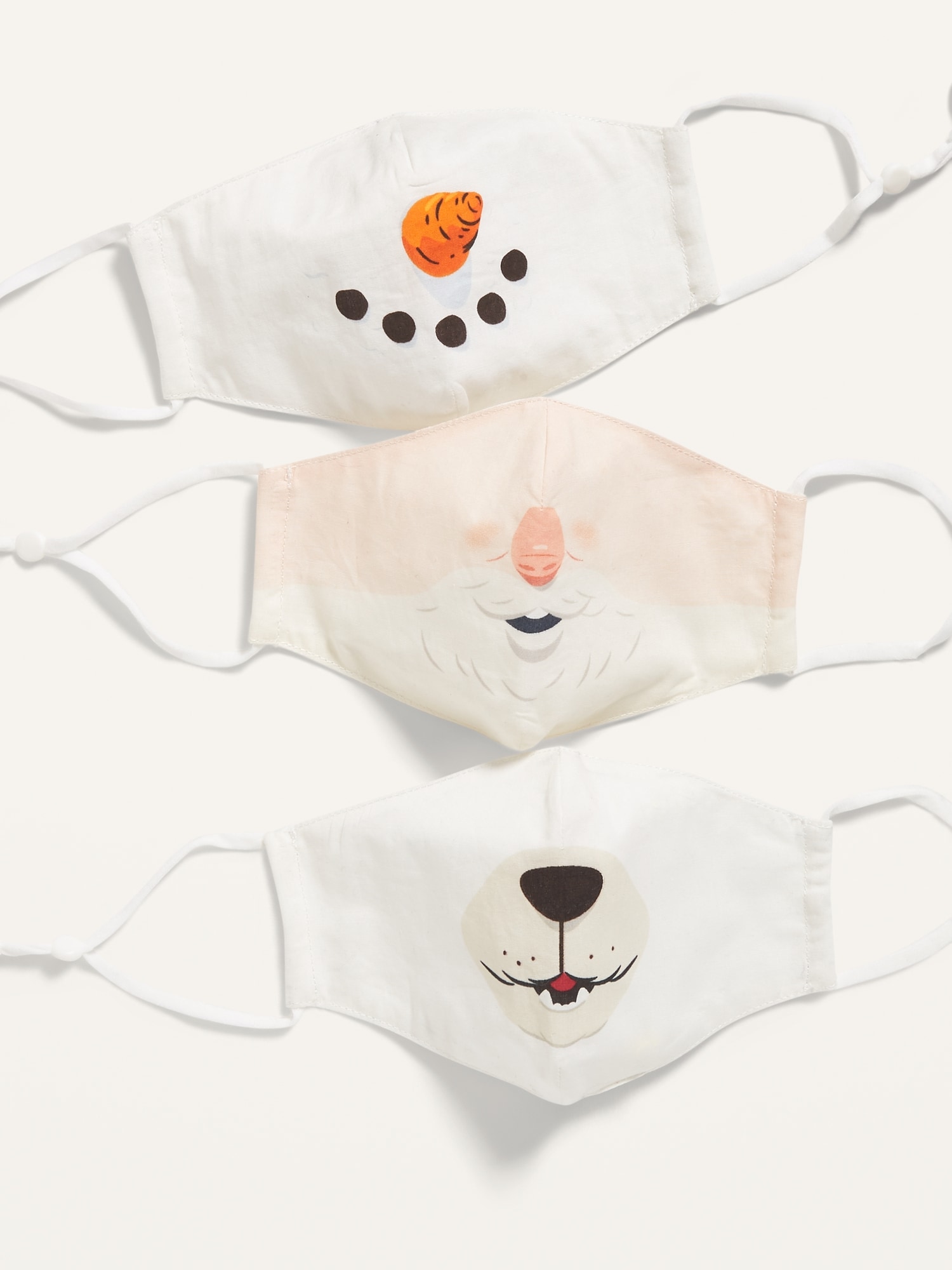 Variety 3-Pack of Triple-Layer Cloth Contoured Critter Face Masks (with ...