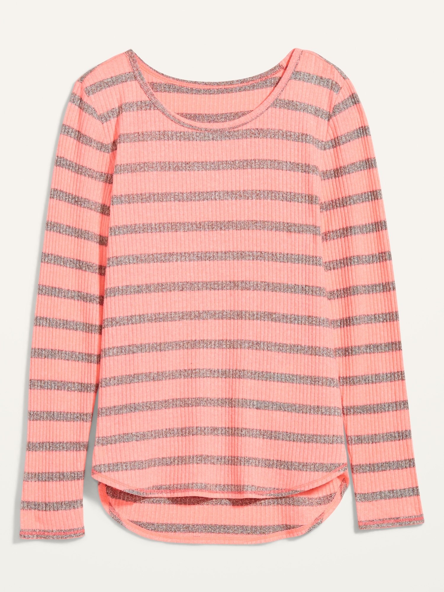 Cozy Rib-Knit Striped Long-Sleeve Tee for Women | Old Navy