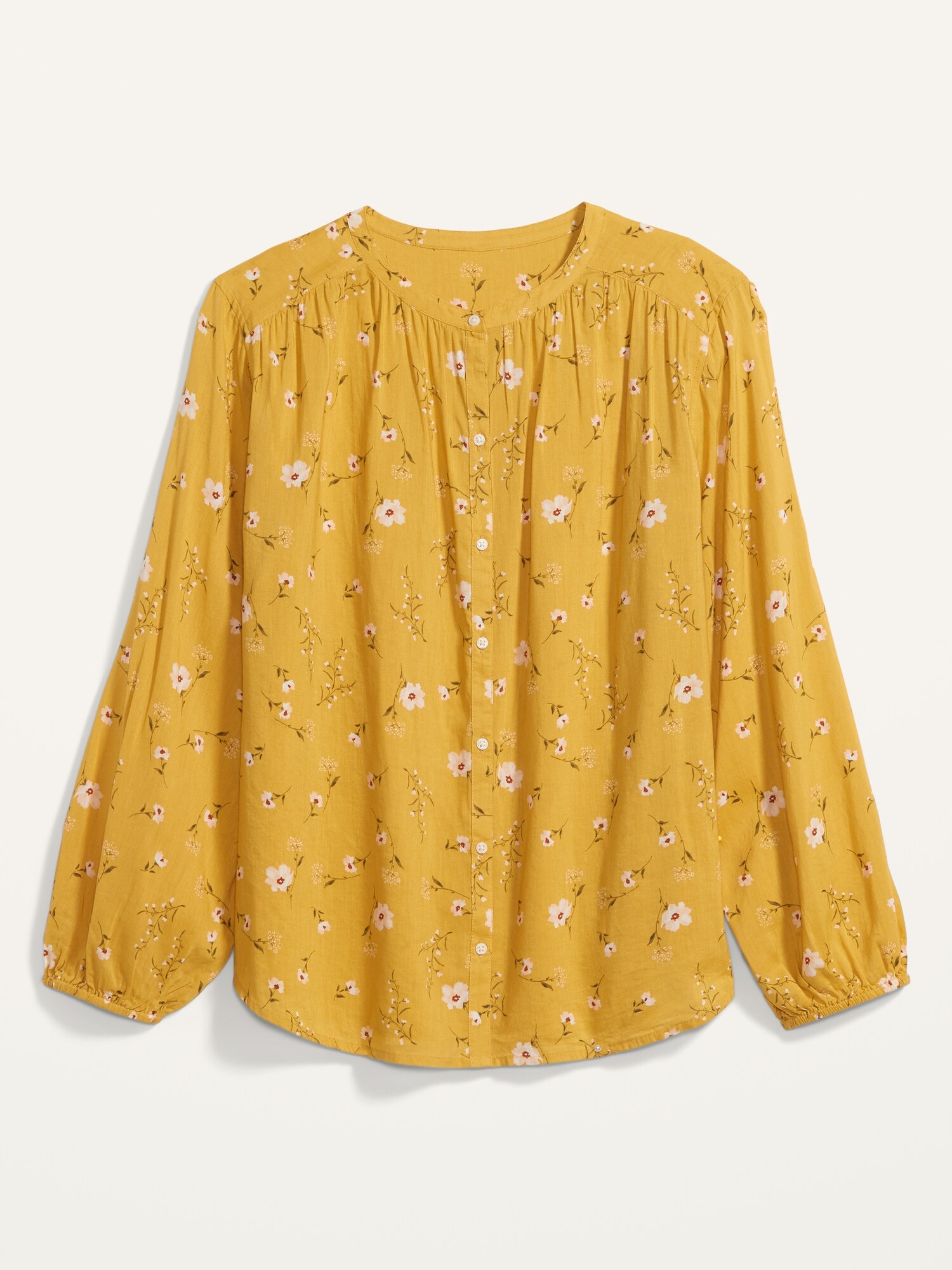 Oversized Floral Print Button Front Poet Blouse For Women Old Navy