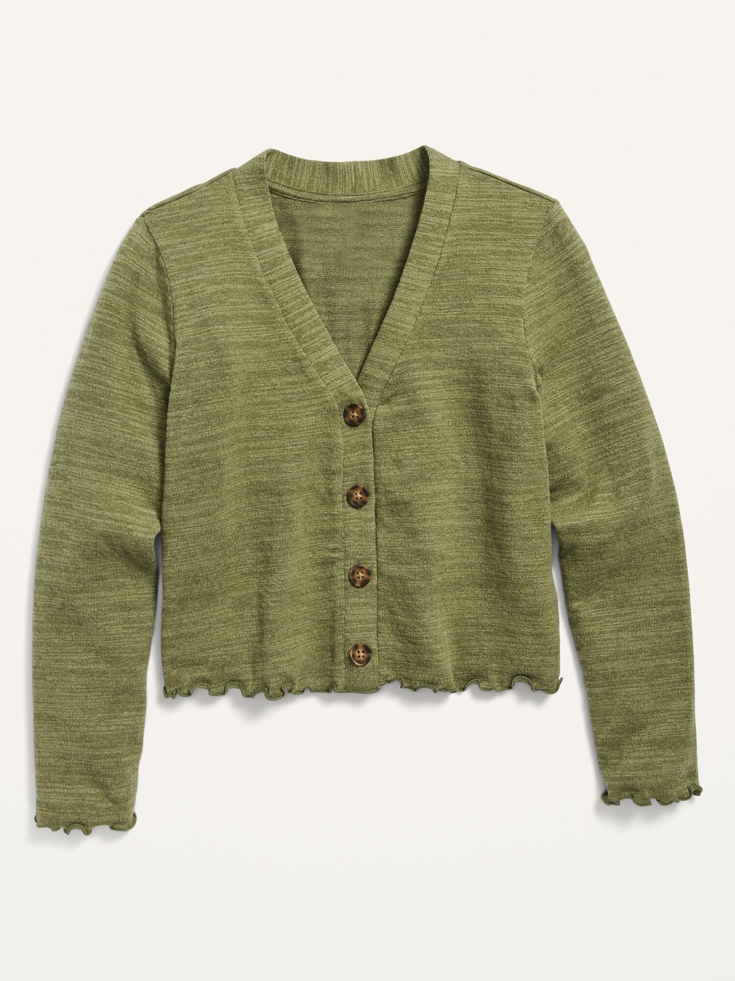 Cropped Plush-Knit Button-Front Cardigan Sweater for Girls | Old Navy