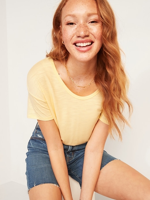 Old Navy - Loose Luxe Slub-Knit Voop-Neck Tee for Women