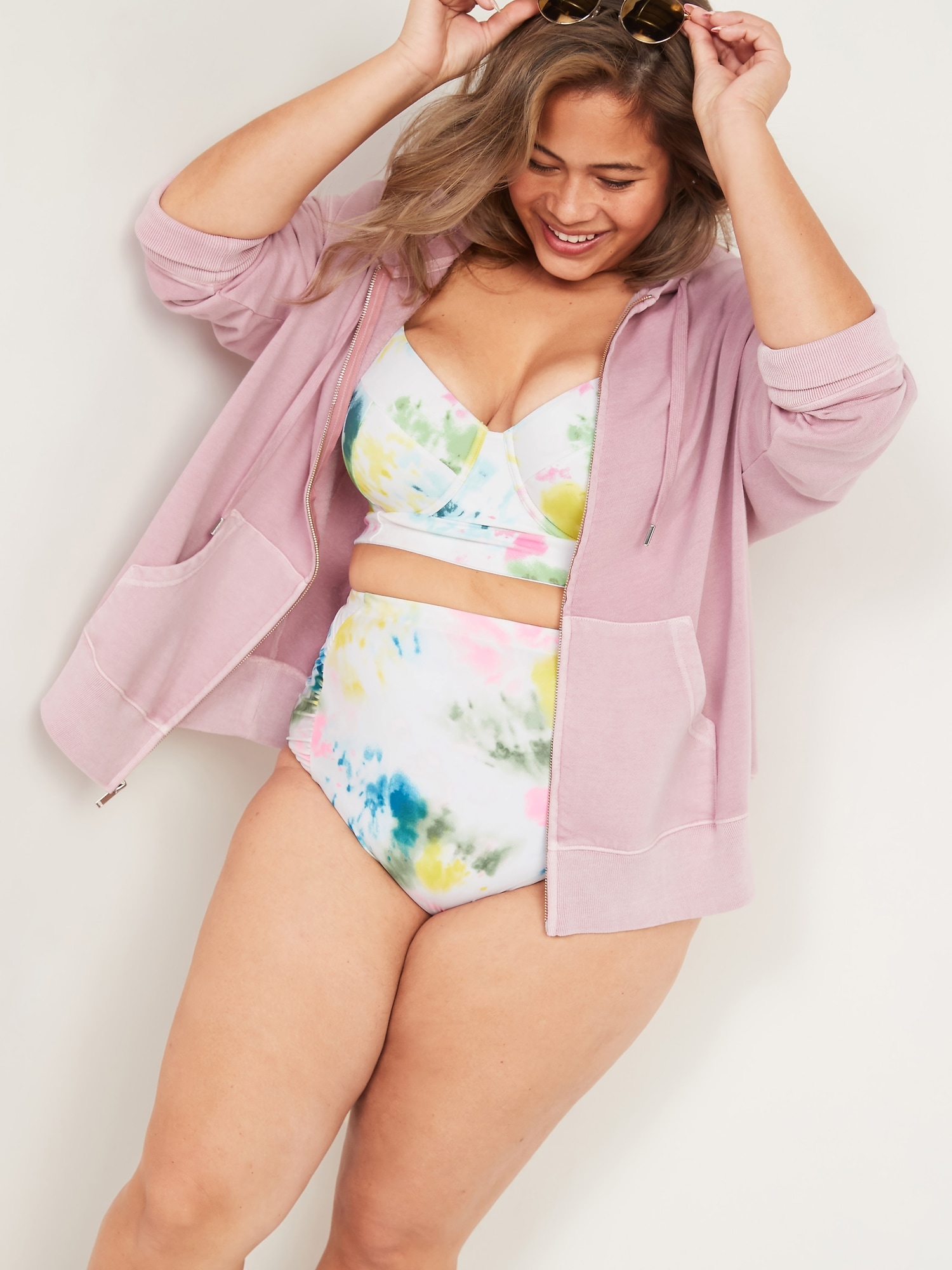 High Waisted Secret Smooth Ruched Plus Size Swim Bottoms Old Navy