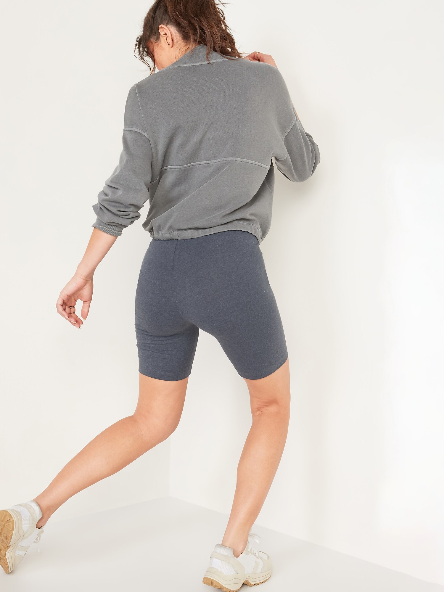 High-Waisted Long Biker Shorts For Women -- 9-Inch Inseam | Old Navy