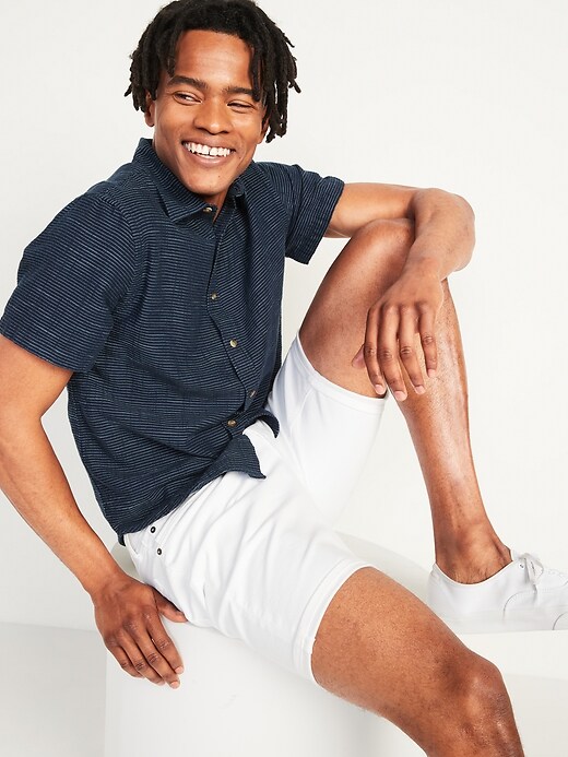 Relaxed-Fit Dobby-Stripe Short-Sleeve Shirt for Men | Old Navy