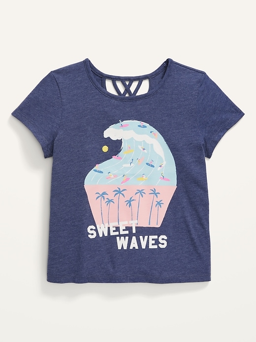 Short-Sleeve Graphic Lattice-Back T-Shirt for Girls | Old Navy