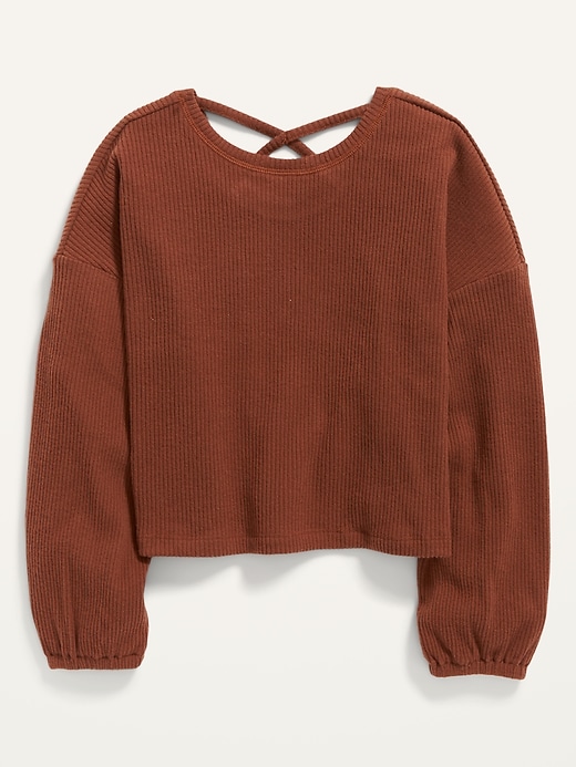 Old Navy - Long-Sleeve Lattice-Back Cropped Top for Girls