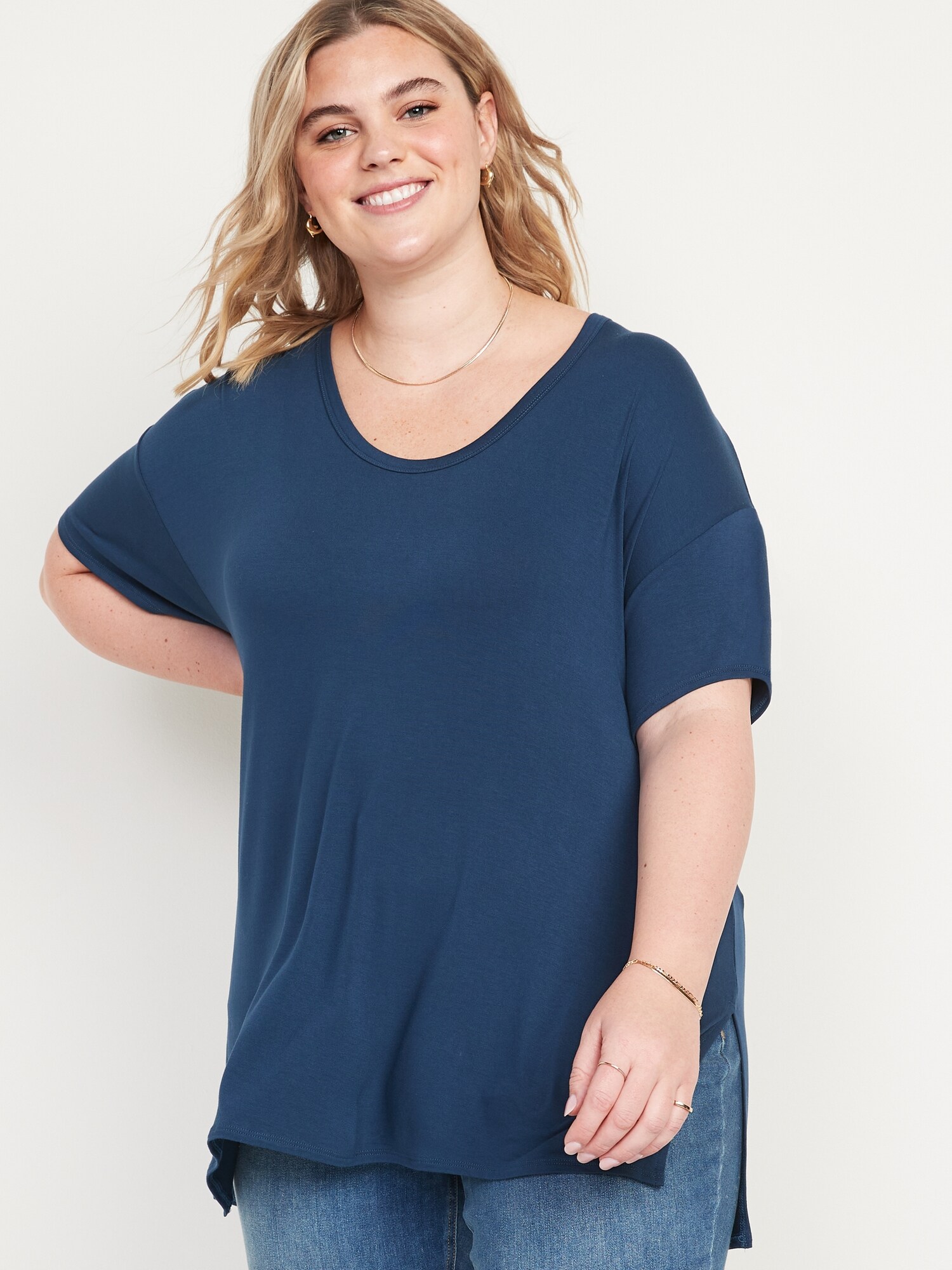 Oversized Luxe Voop-Neck Tunic T-Shirt For Women Old Navy | atelier ...