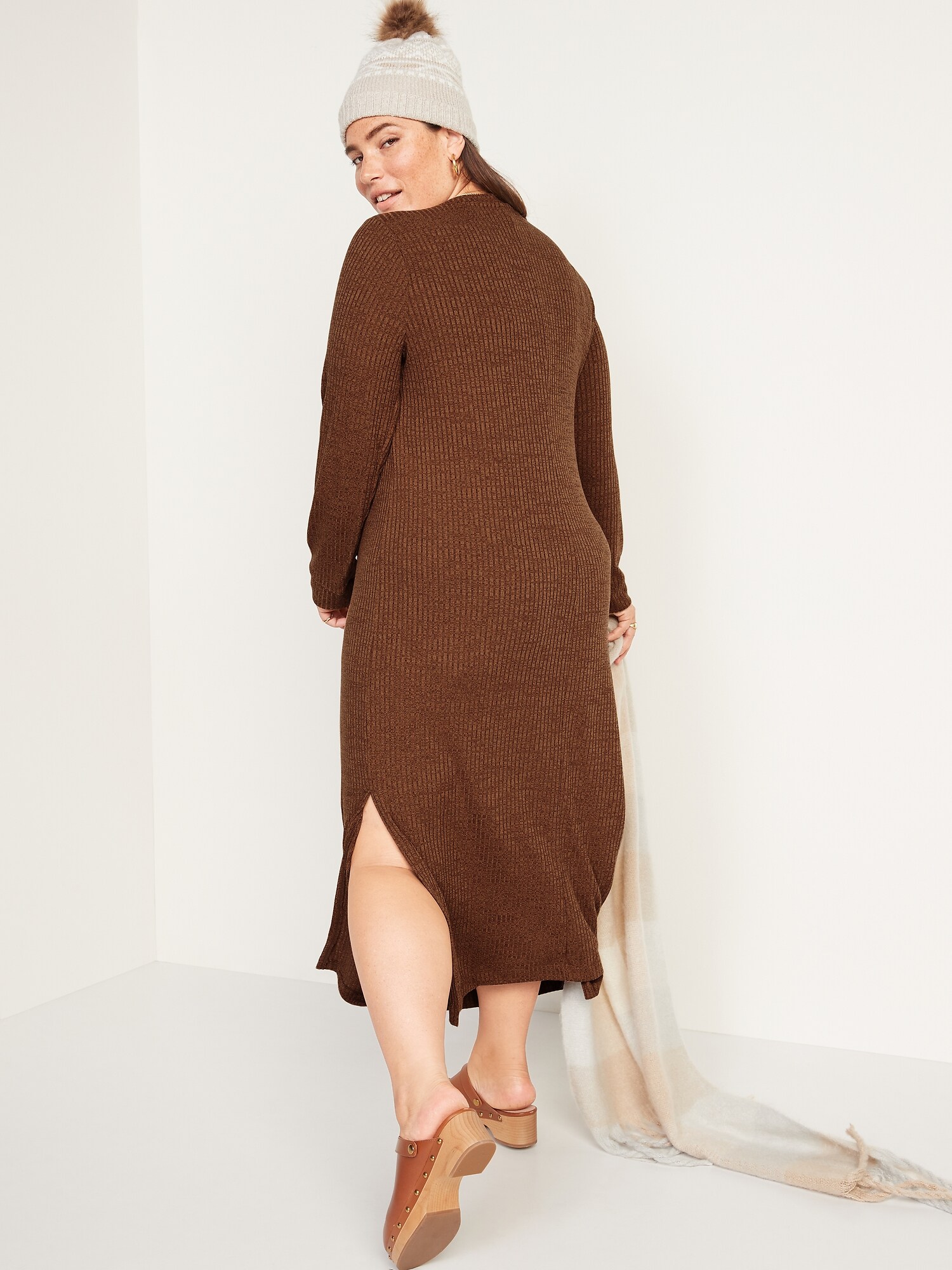 Rib-Knit Long-Sleeve Maxi Shift Dress for Women | Old Navy