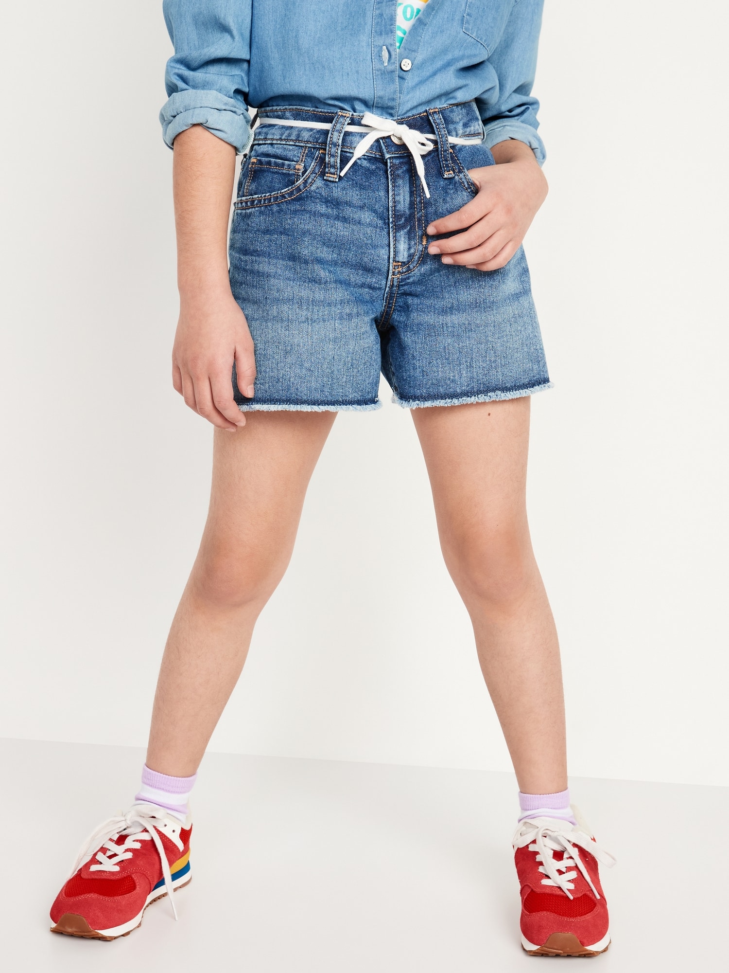 High-Waisted Cut-Off Non-Stretch Jean Shorts for Girls | Old Navy