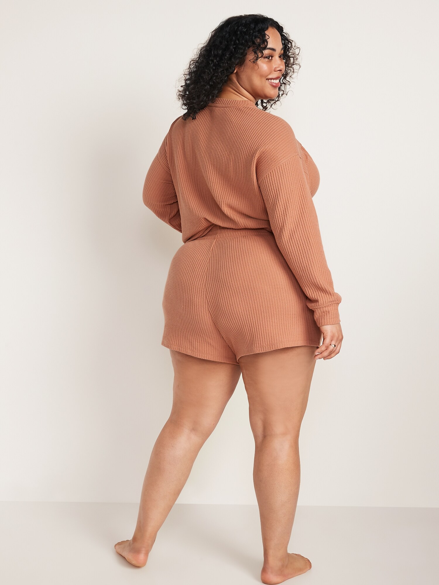 High-Waisted Thermal Pajama Boxer Shorts -- 3-inch inseam | Old Navy