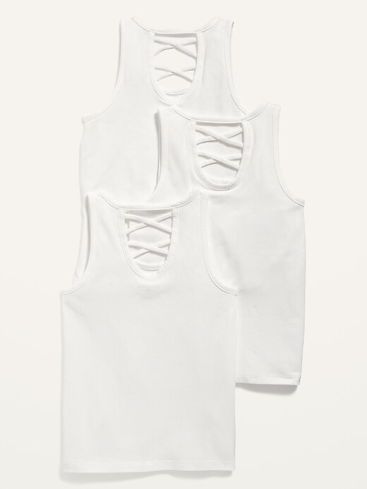 Solid Lattice-Back Tank Top 3-Pack for Girls | Old Navy