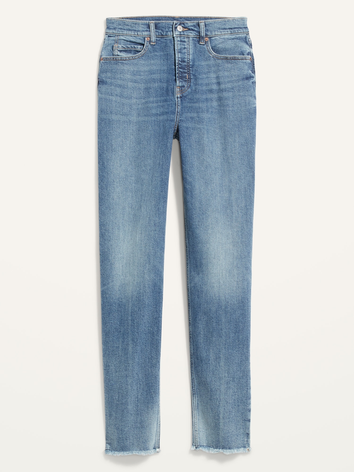 Extra High-Waisted Button-Fly Straight Cut-Off Jeans | Old Navy