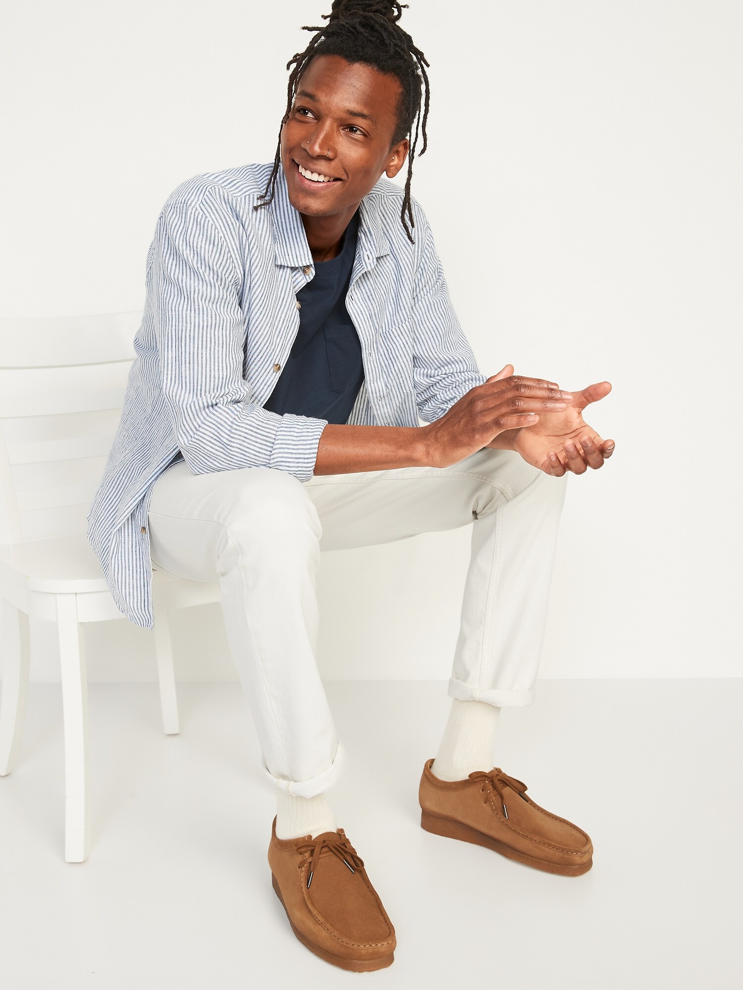 Slim Built-In Flex Ecru-Wash Jeans for Men | Old Navy