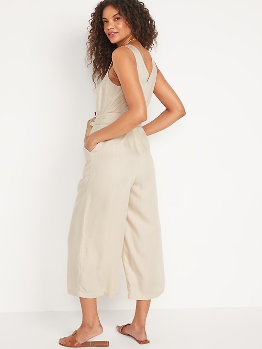 Sleeveless Voop-Neck Waist-Defined Jumpsuit for Women | Old Navy