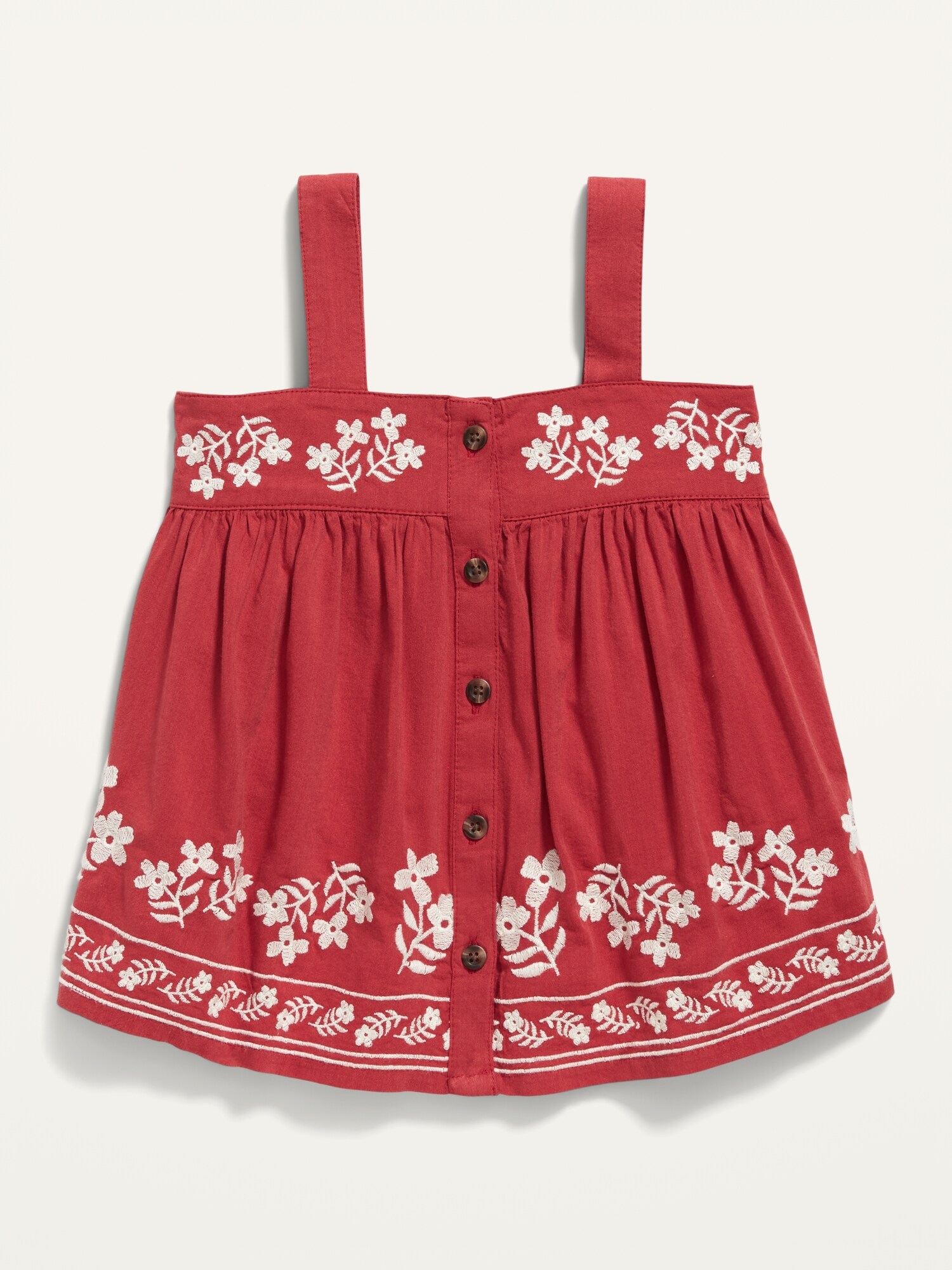 Sleeveless Button-Front Matching Embroidery Top for Toddler Girls | Old ...
