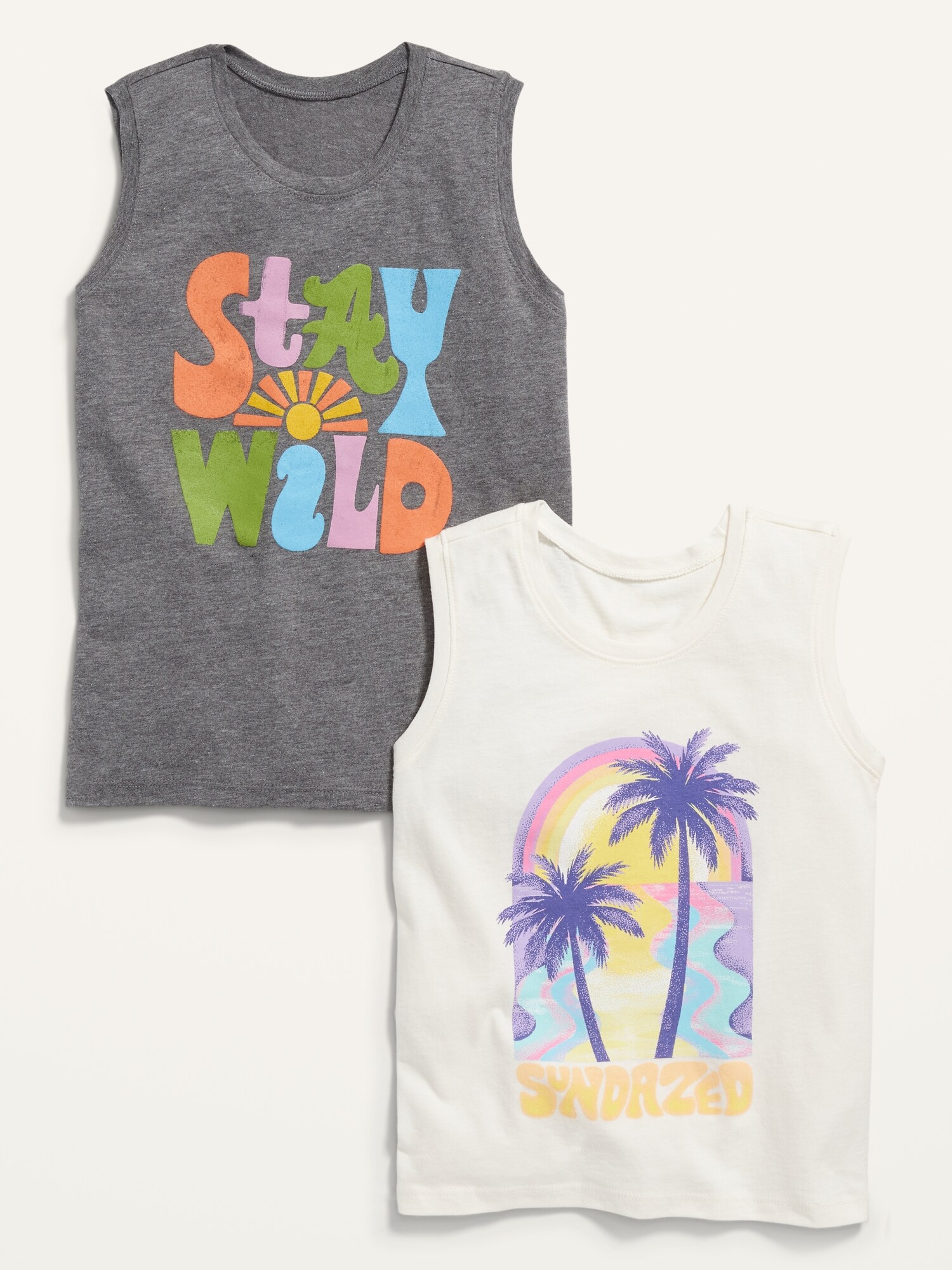 Soft-Washed Sleeveless Graphic Tank Top 2-Pack for Girls | Old Navy