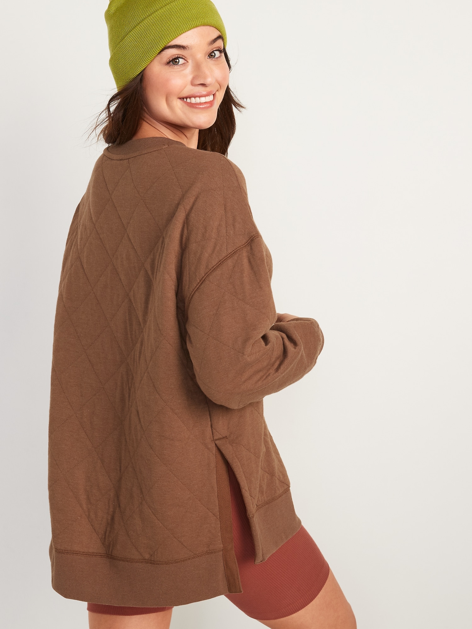 Long-Sleeve Vintage Quilted Tunic Sweatshirt for Women | Old Navy