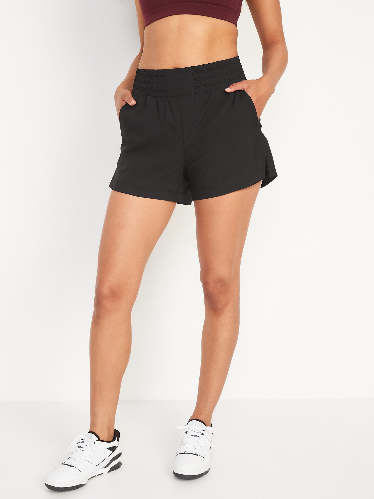 High-Waisted StretchTech Shorts -- 4-inch inseam | Old Navy