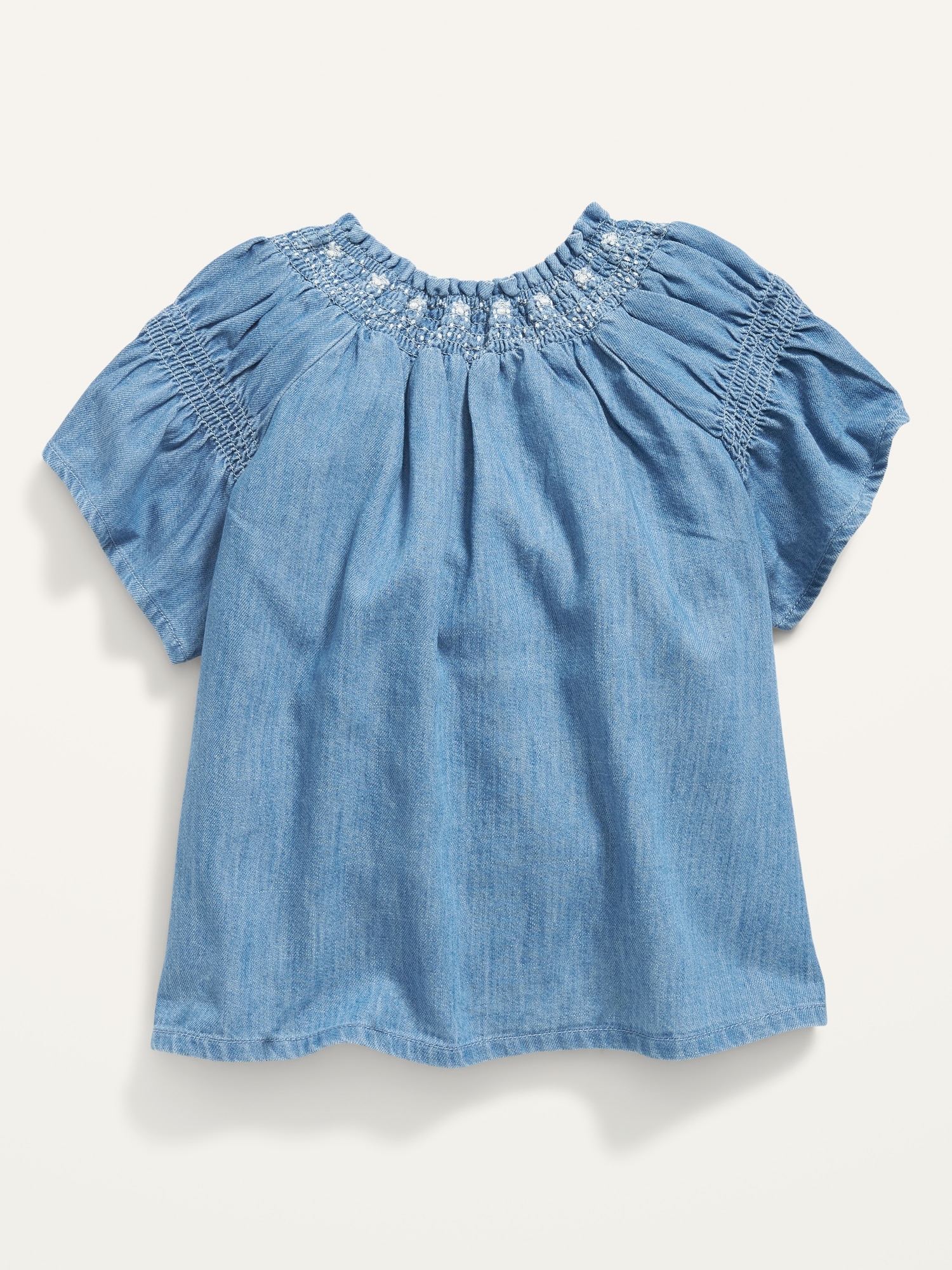 Smocked Short-Sleeve Chambray Top for Toddler Girls | Old Navy