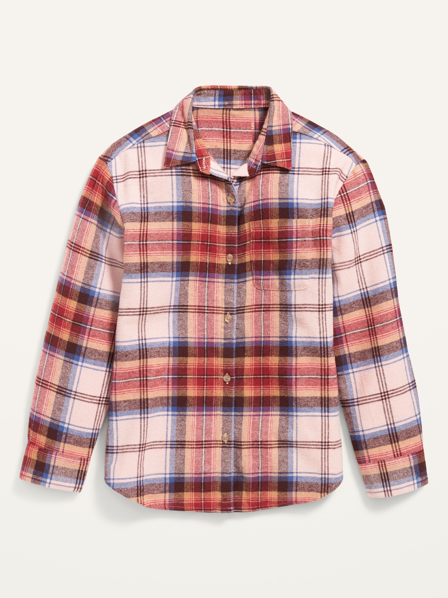 Cozy Long-Sleeve Button-Front Plaid Shirt for Girls | Old Navy