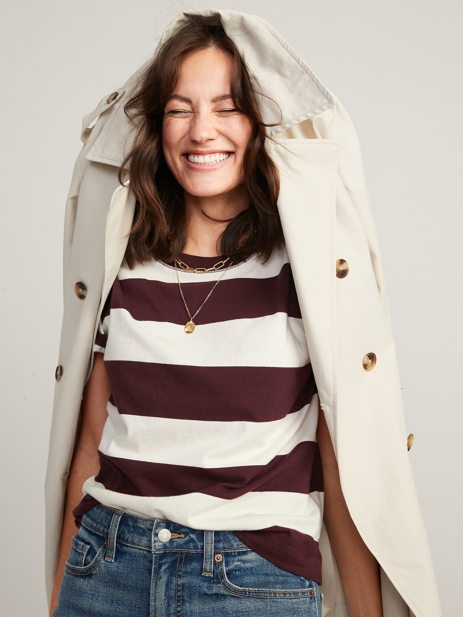 T-shirt rétro rayé à manches courtes pour Femme | Old Navy