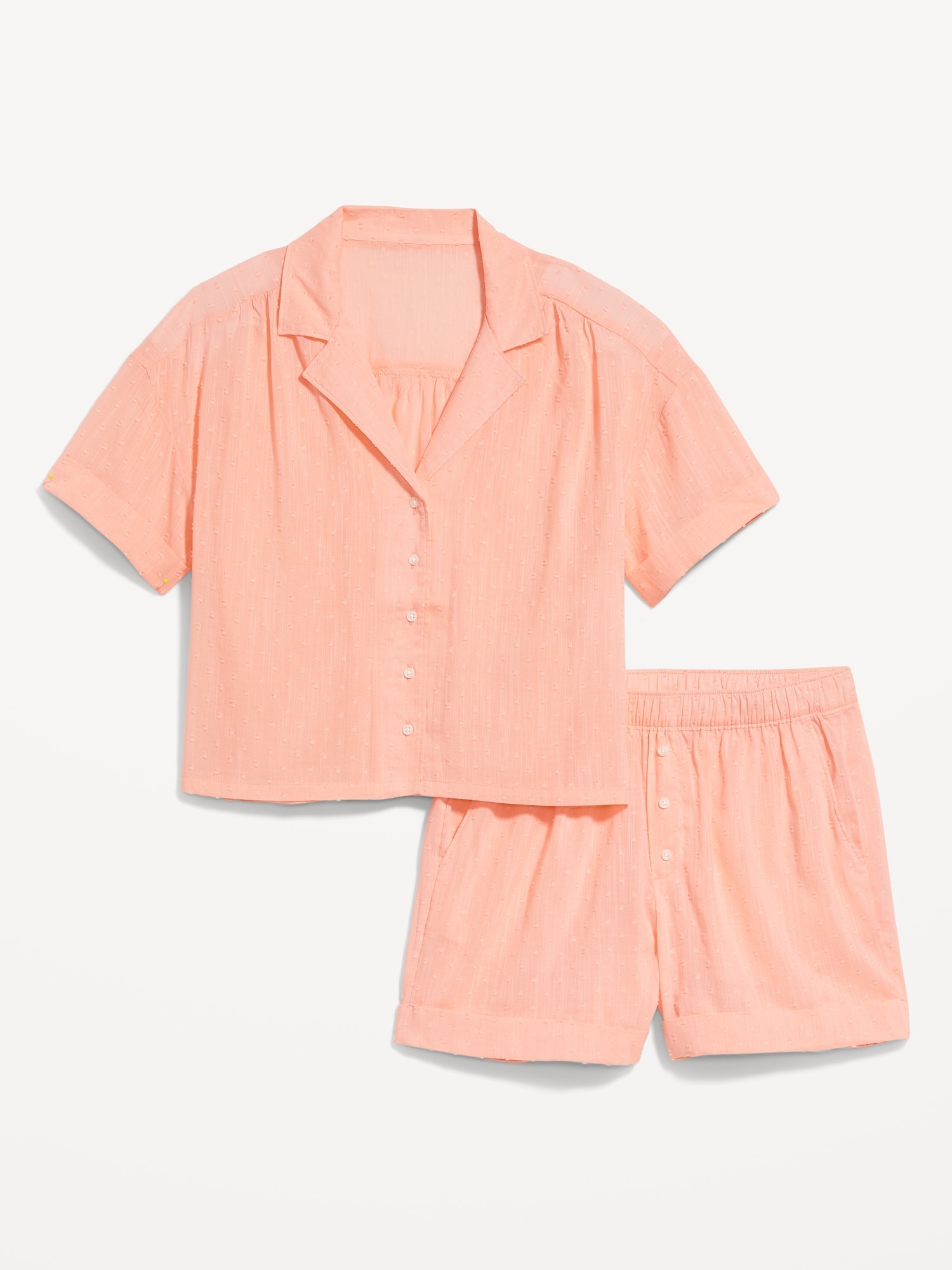 Textured-Clip-Dot Pajama Shorts Set for Women | Old Navy