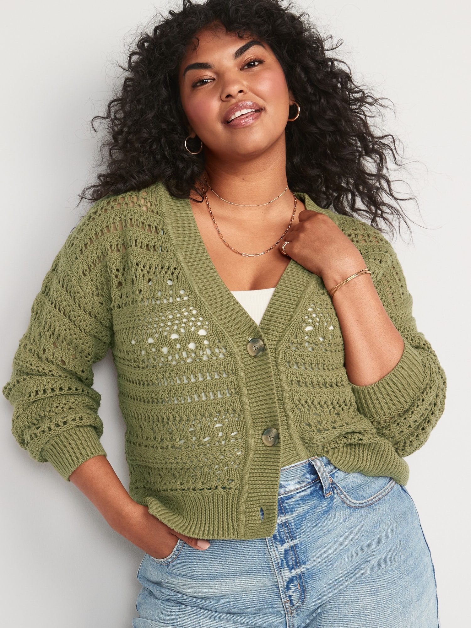Cropped Open-Knit Cardigan for Women | Old Navy