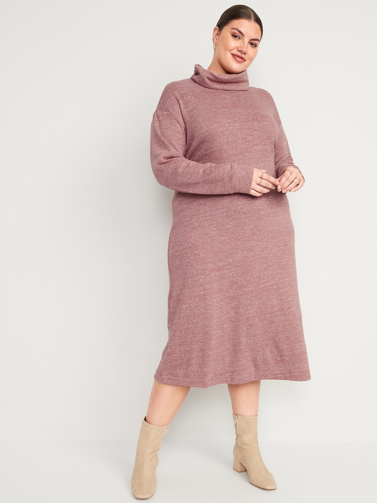 Long Sleeve Turtleneck Midi Sweater Shift Dress For Women Old Navy