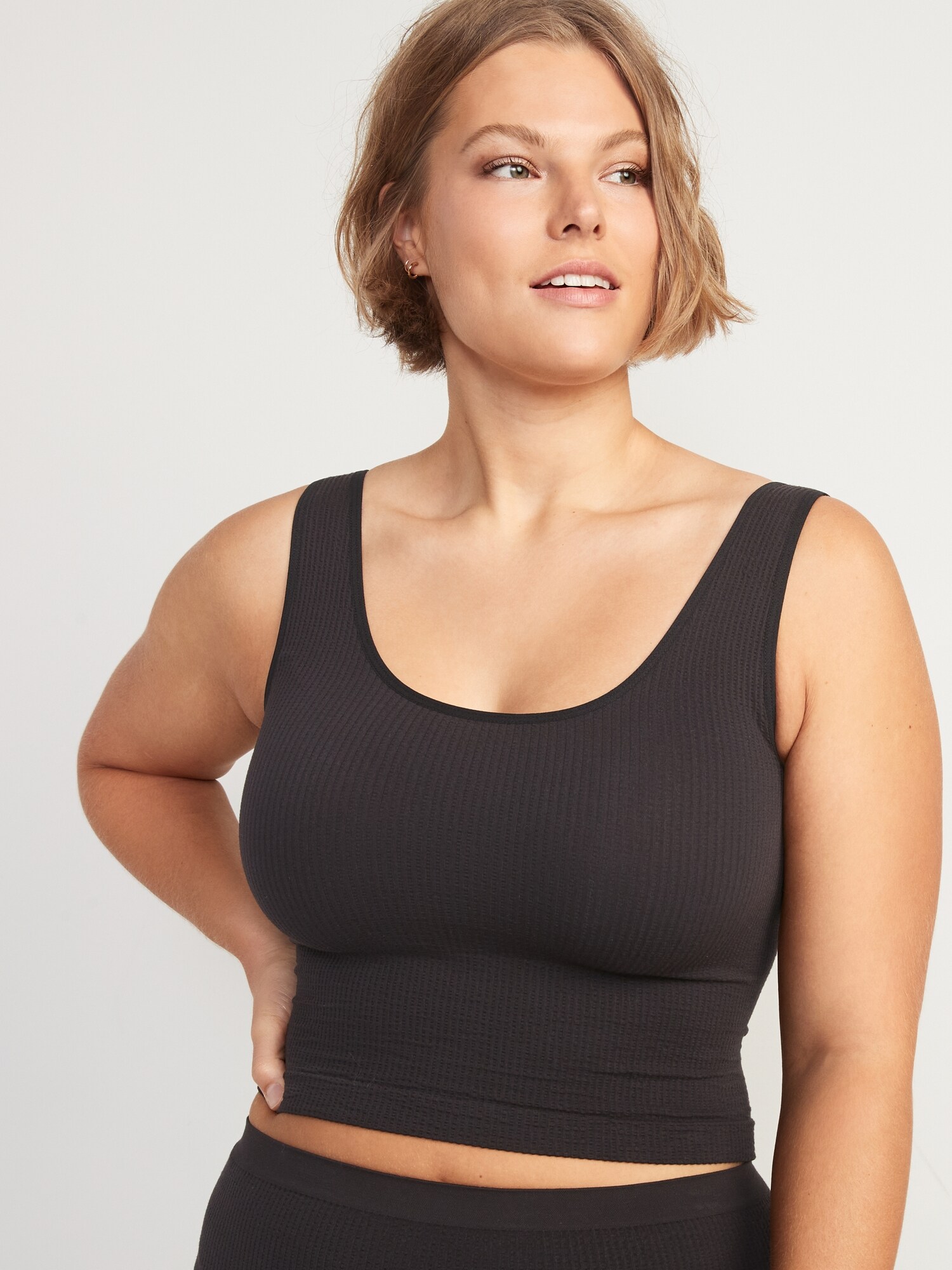 Cropped Rib-Knit Seamless Cami Bra Top | Old Navy