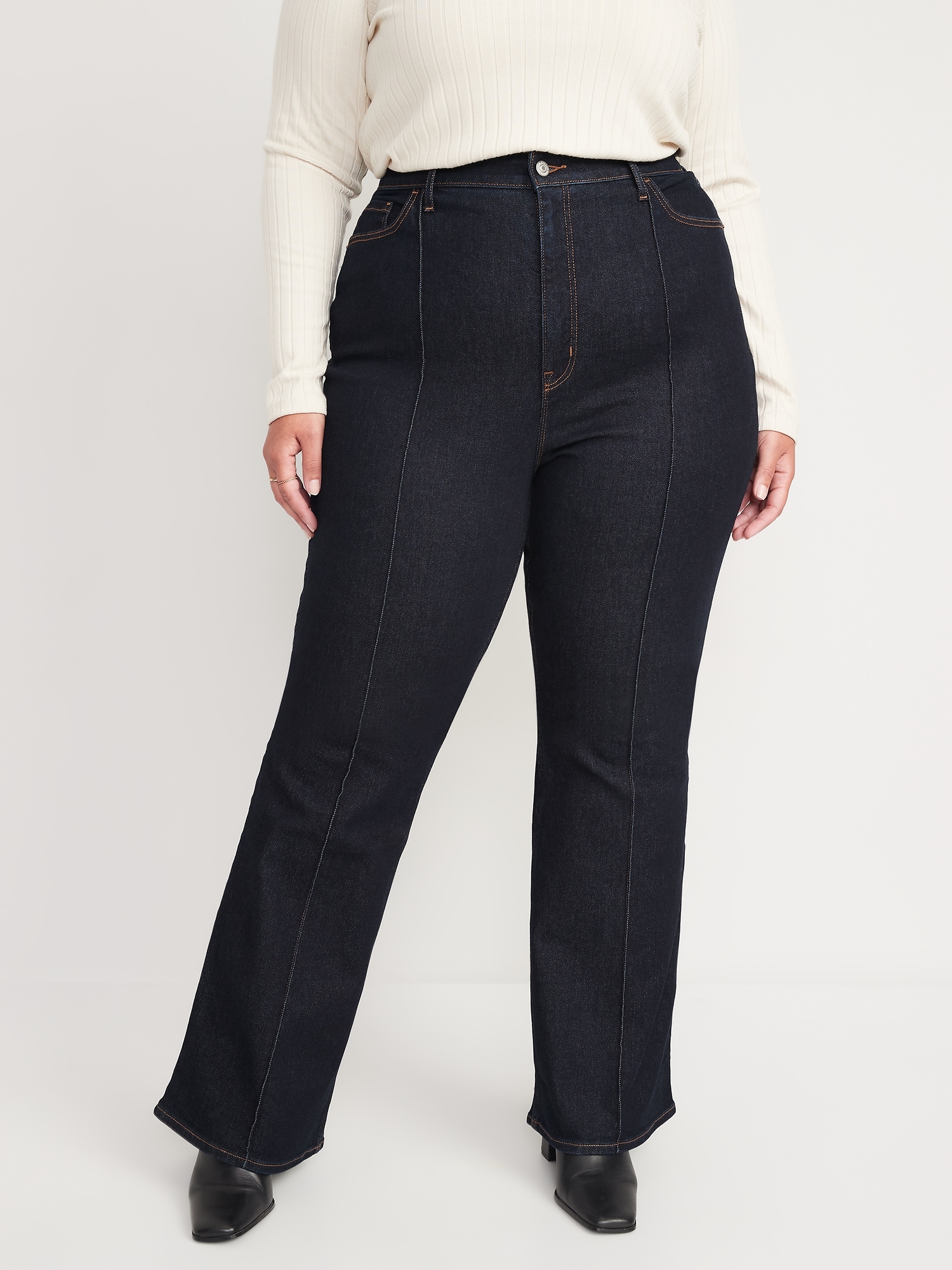 Higher High-Waisted Pintuck Flare Jeans for Women | Old Navy