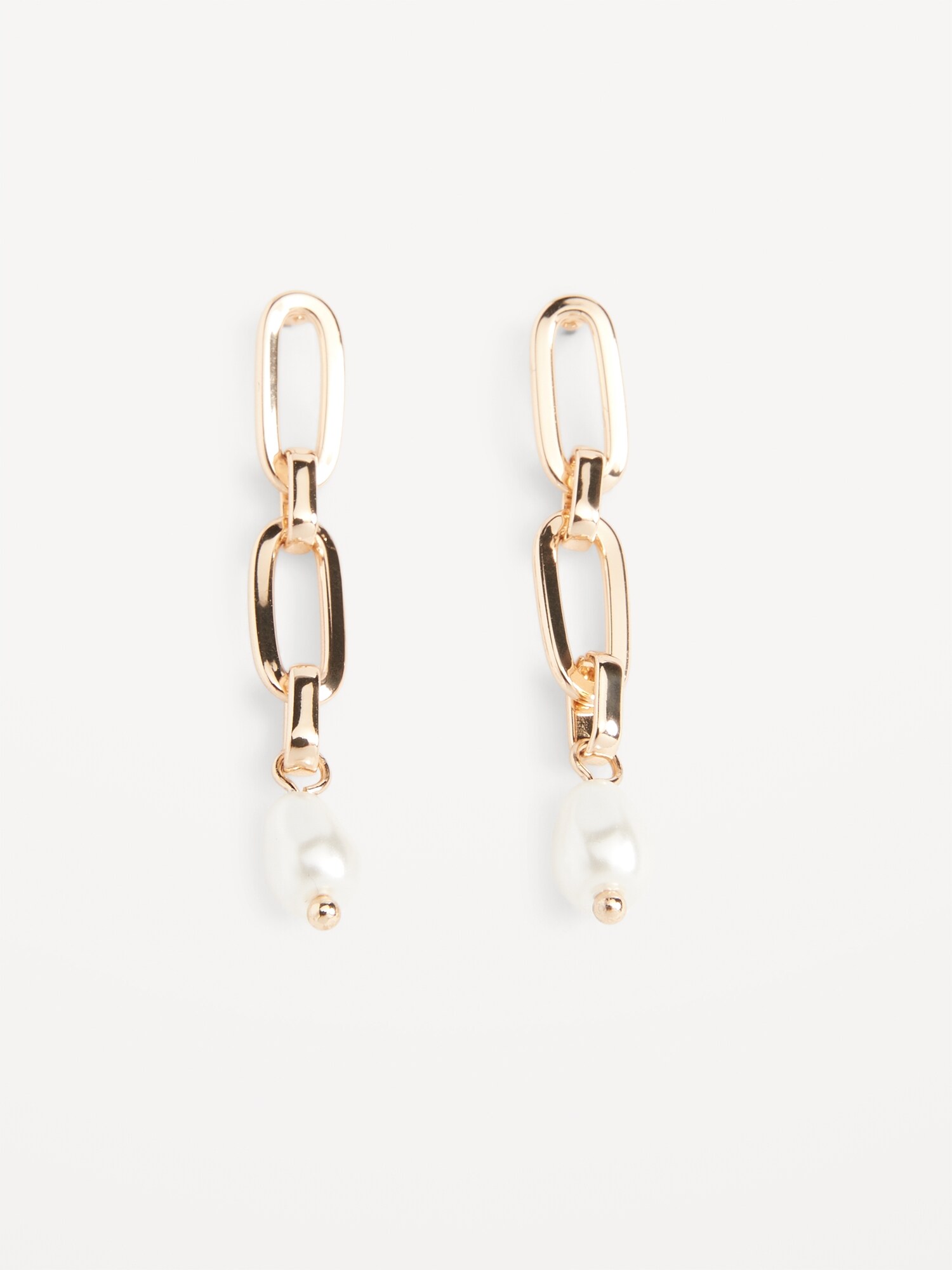 Gold-Tone & Faux-Pearl Dangling Chain-Link Earrings for Women | Old Navy