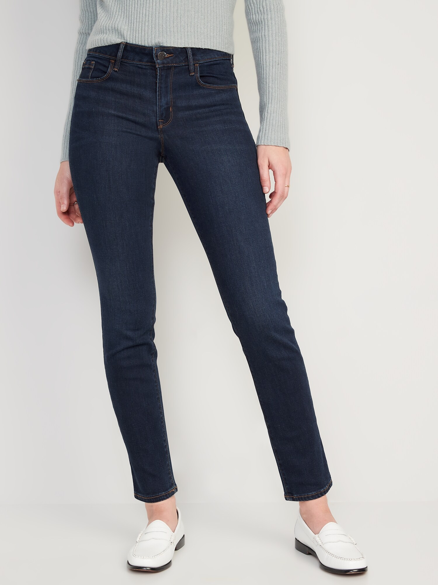 Mid Rise Power Slim Straight Jeans For Women Old Navy