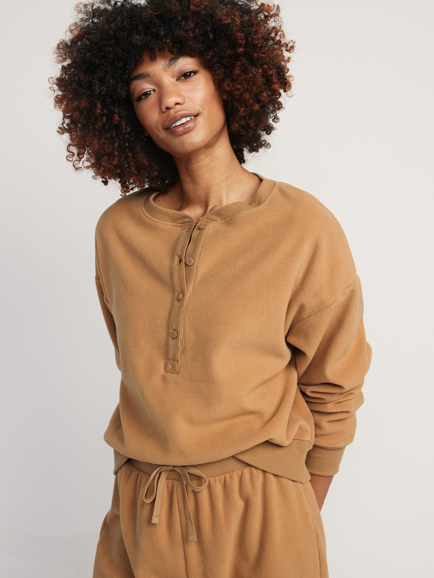 Microfleece Henley Lounge Sweatshirt | Old Navy