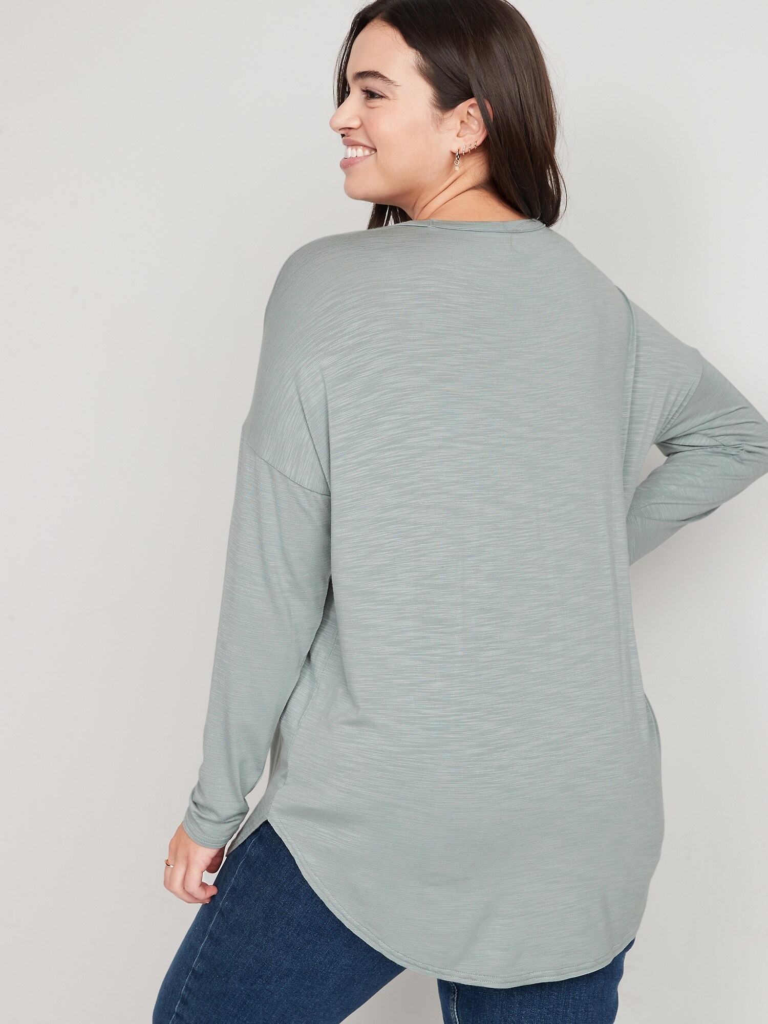 Long-Sleeve Luxe Slub-Knit Tunic T-Shirt for Women | Old Navy